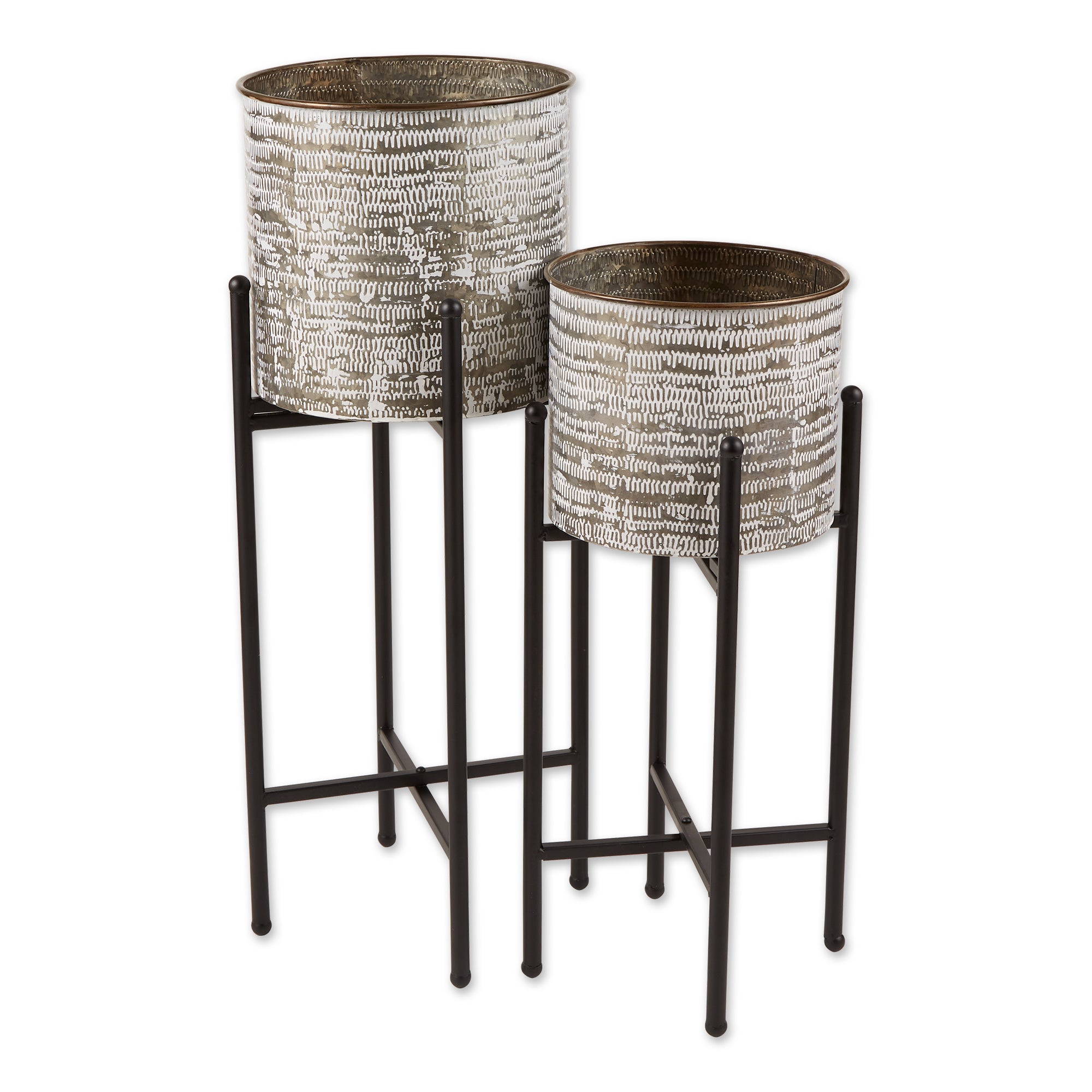 white wash galvanized bucket plant stand set 2 – Zingz Home
